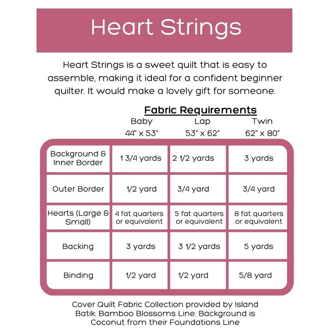 Heart Strings Quilt Pattern PAPER Version 3 Sizes Confident Beginner ...