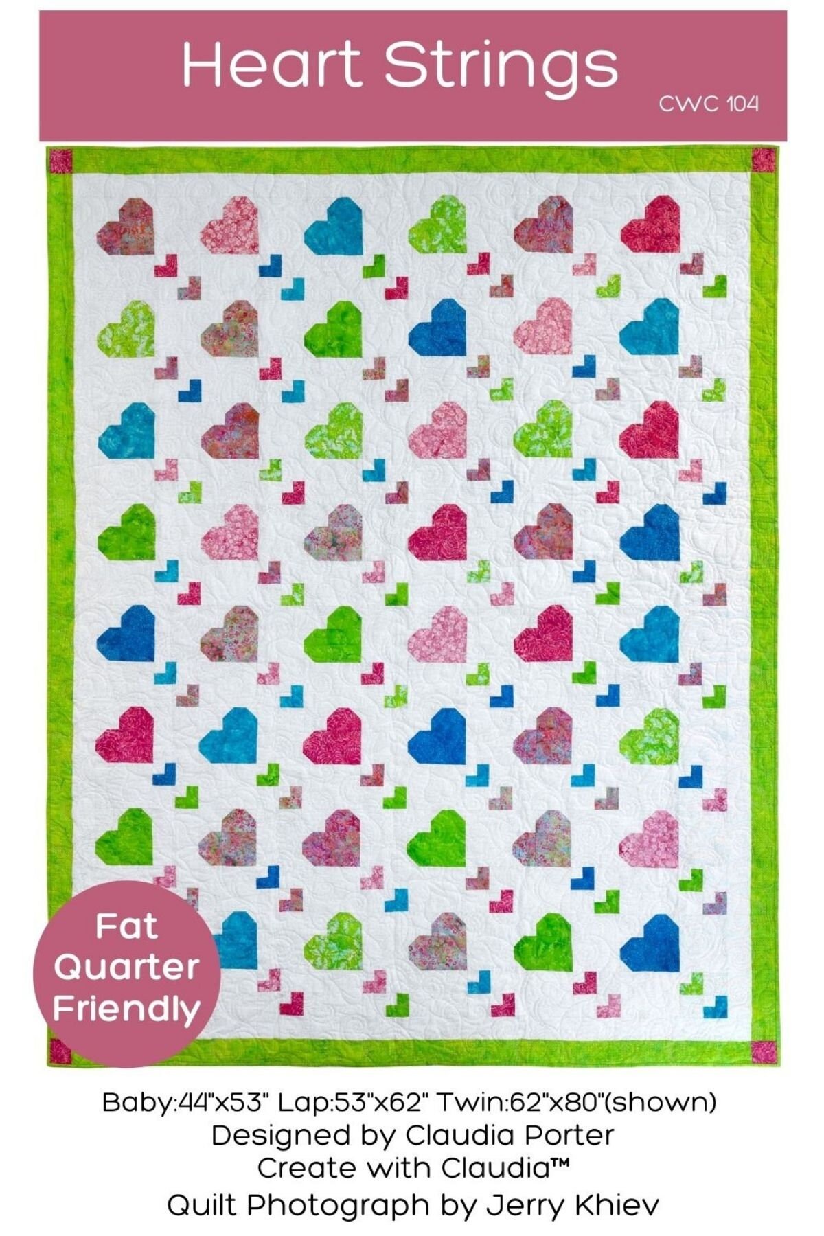 Heart Strings Quilt Pattern - DIGITAL Version - PDF - 3 Sizes - Confident Beginner - Fat Quarter ...