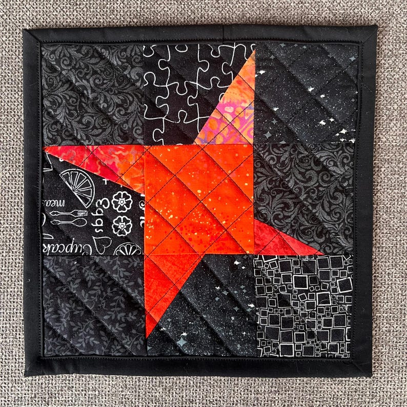 Set of Two Mini Quilts/mug Rugs - Table Topper - Machine Quilted ...