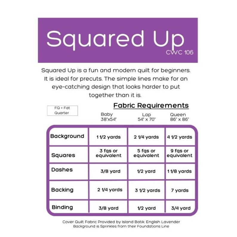 Squared up Quilt Pattern - PAPER Version - 3 Sizes - Beginner - Precut ...