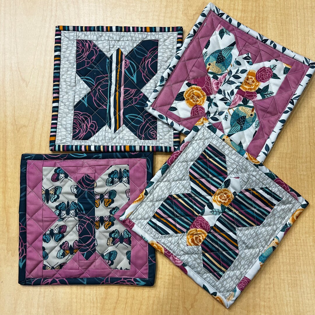 Quilted Butterfly Mug Rug / Large Coaster / Snack Mat / Plant Coaster ...