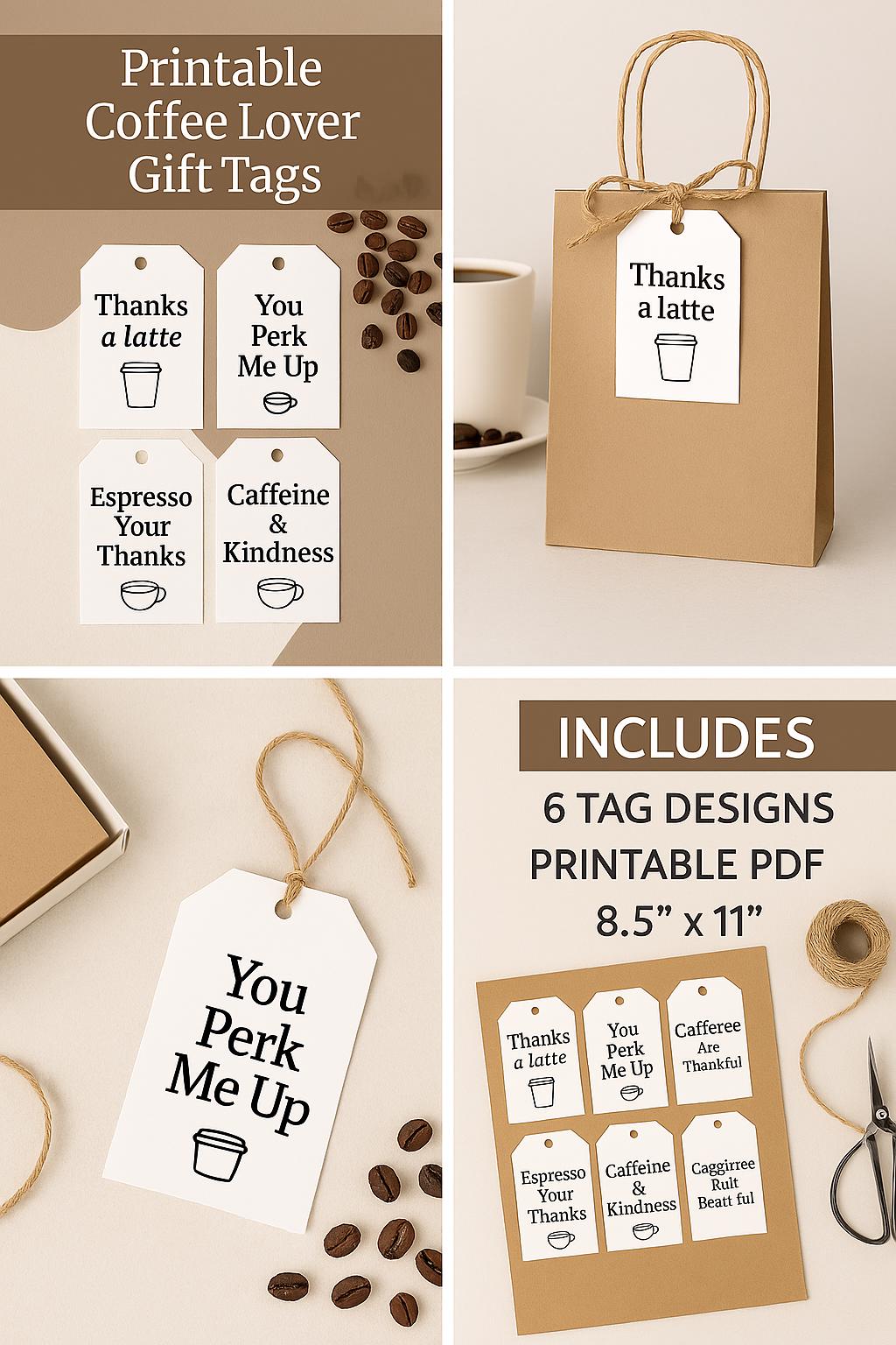 Coffee Gift Tags Printable: Teacher Appreciation, Barista Thank You ...