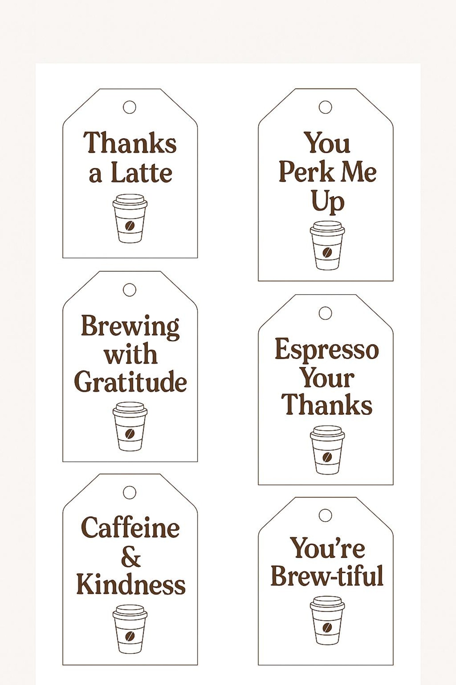 Coffee Gift Tags Printable: Teacher Appreciation, Barista Thank You ...