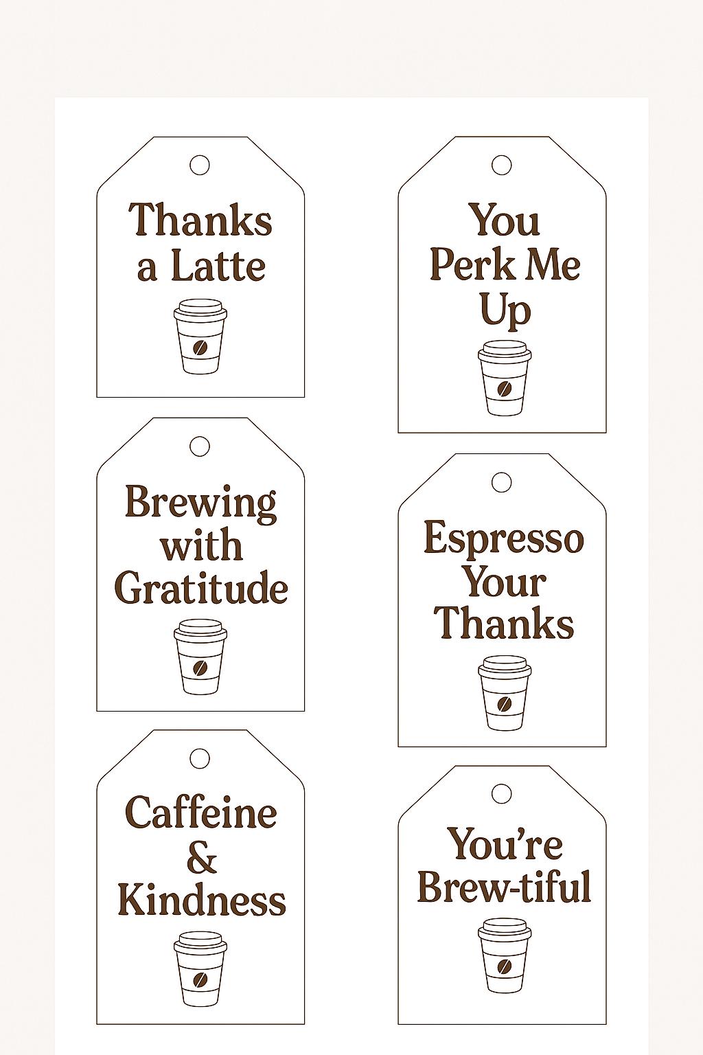 Coffee Gift Tags Printable: Teacher Appreciation, Barista Thank You ...