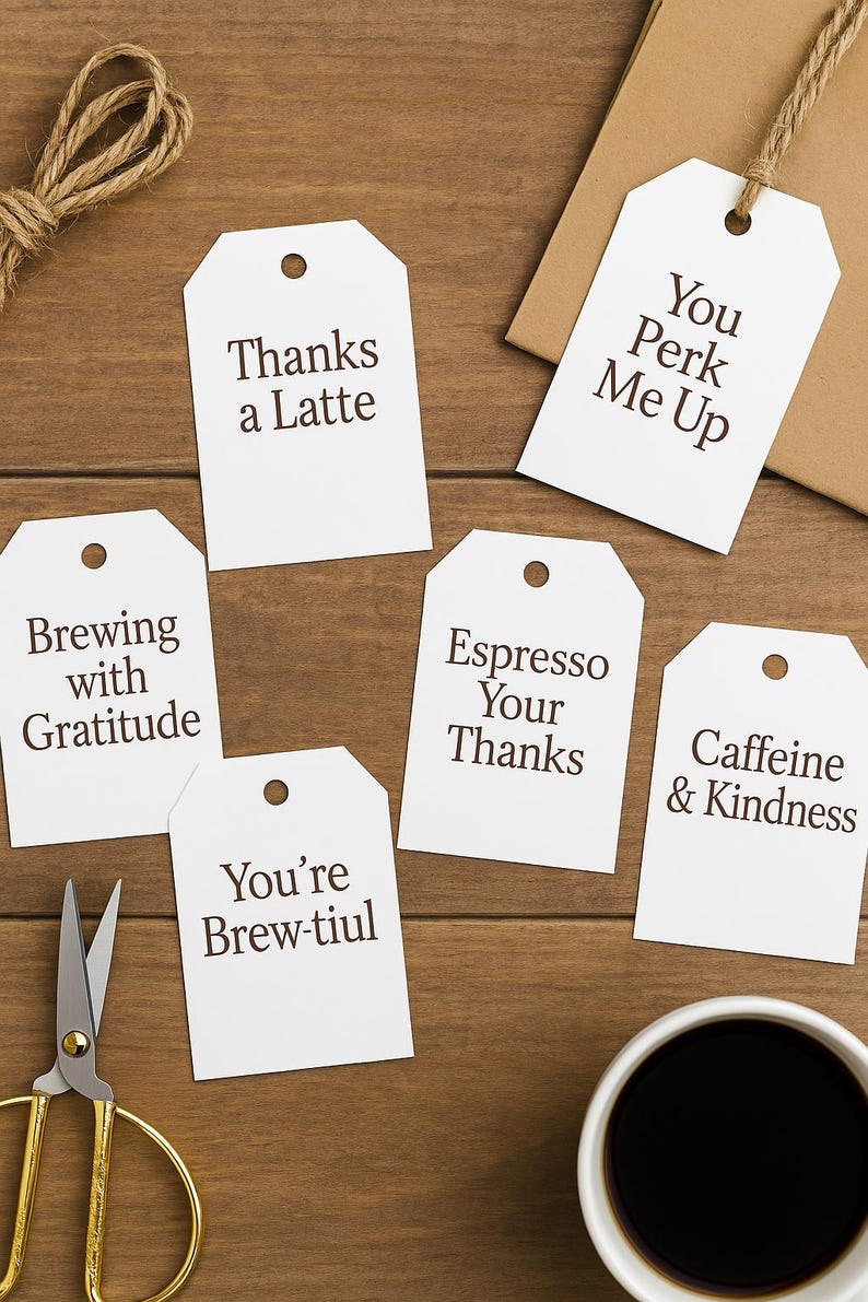 Coffee Gift Tags Printable: Teacher Appreciation, Barista Thank You ...