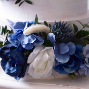 STUNNING ROYAL & DARK Blue Floral Cake Topper Set: 4-piece Elegant ...