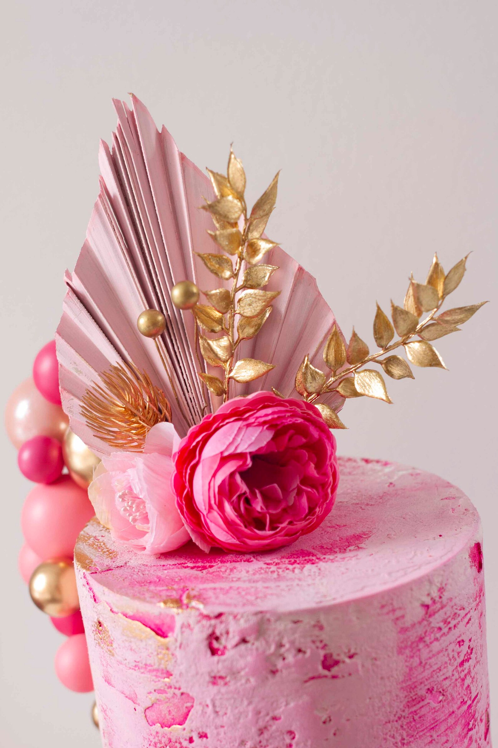 Handmade Hot Pink & Gold Flower Cake Topper: Celebration Centerpiece - Etsy