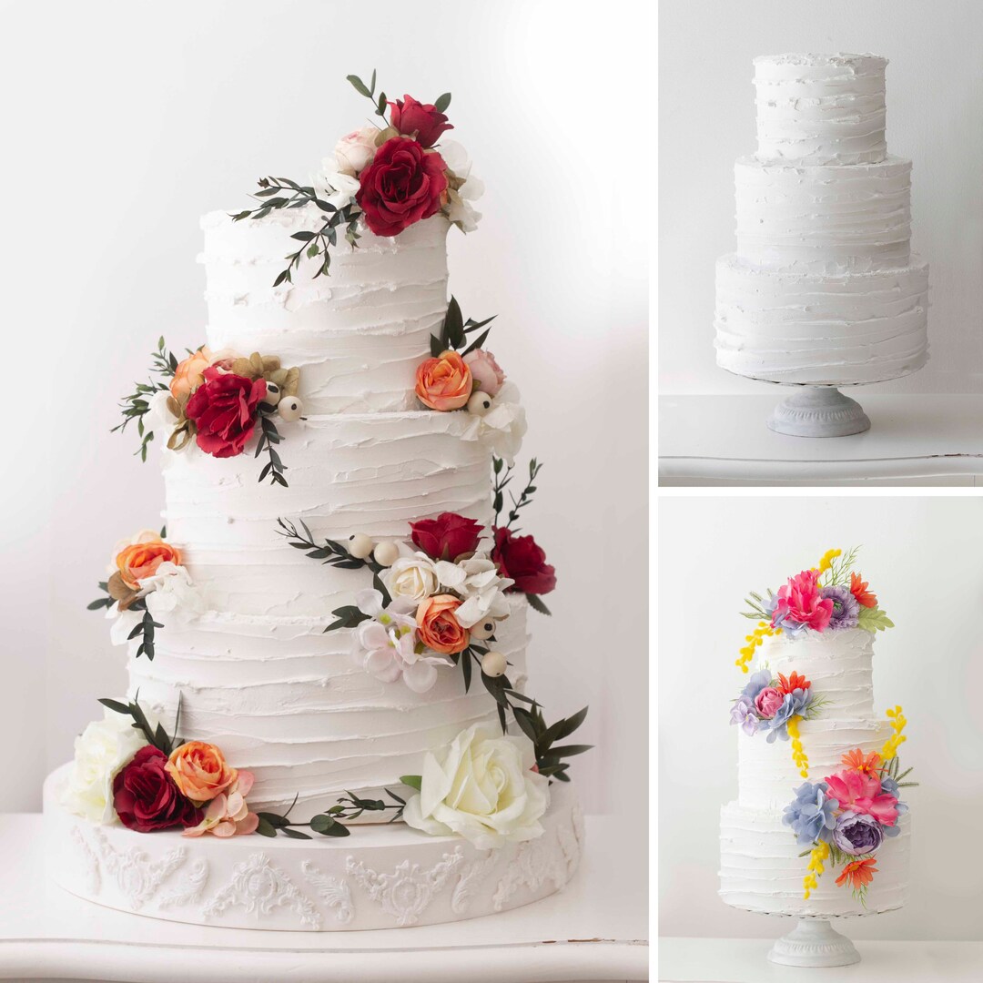 Rustic 3 Tier Wedding Cake Prop, Realistic Fake Cake Décor for ...