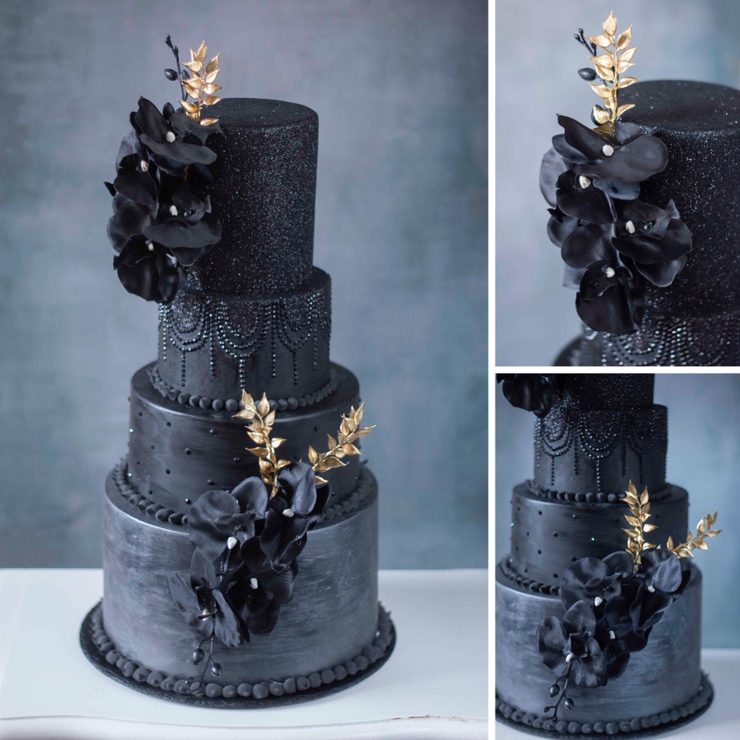 GOTHIC BLACK FLOWER Cake Topper, Elegant Wedding Decor, Perfect for ...