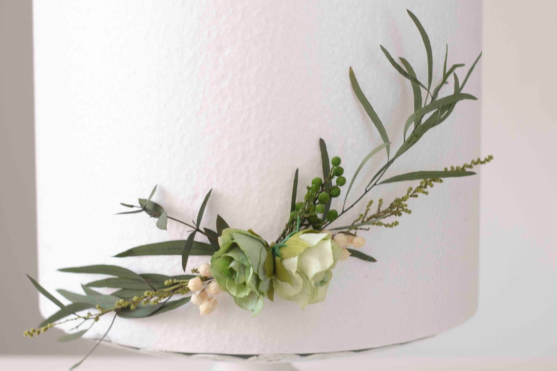 Water Green & Ivory Floral Wedding Cake Topper: Customizable ...