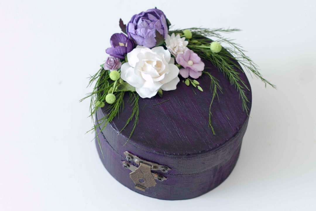 Purple Wedding Ring Box: Floral Keepsake, Customizable - Etsy