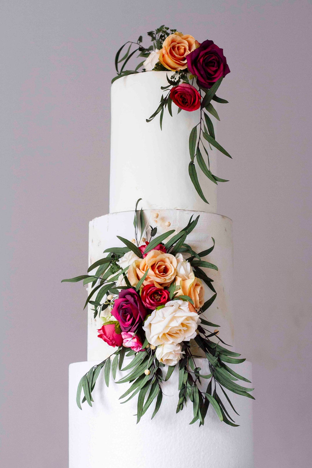 Rose Gold Floral Wedding Cake Topper: Autumn Flower Decor - Etsy