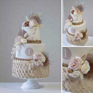 Ivory & Beige Flower Cake Topper: Handcrafted Baby Shower Decor - Etsy
