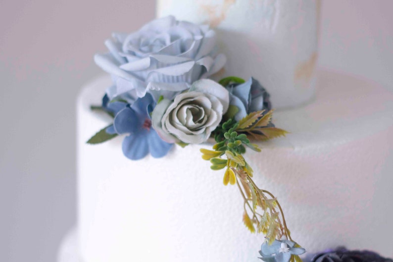 Flower Wedding Cake Topper Dusty Blue Flower Cake Topper - Etsy