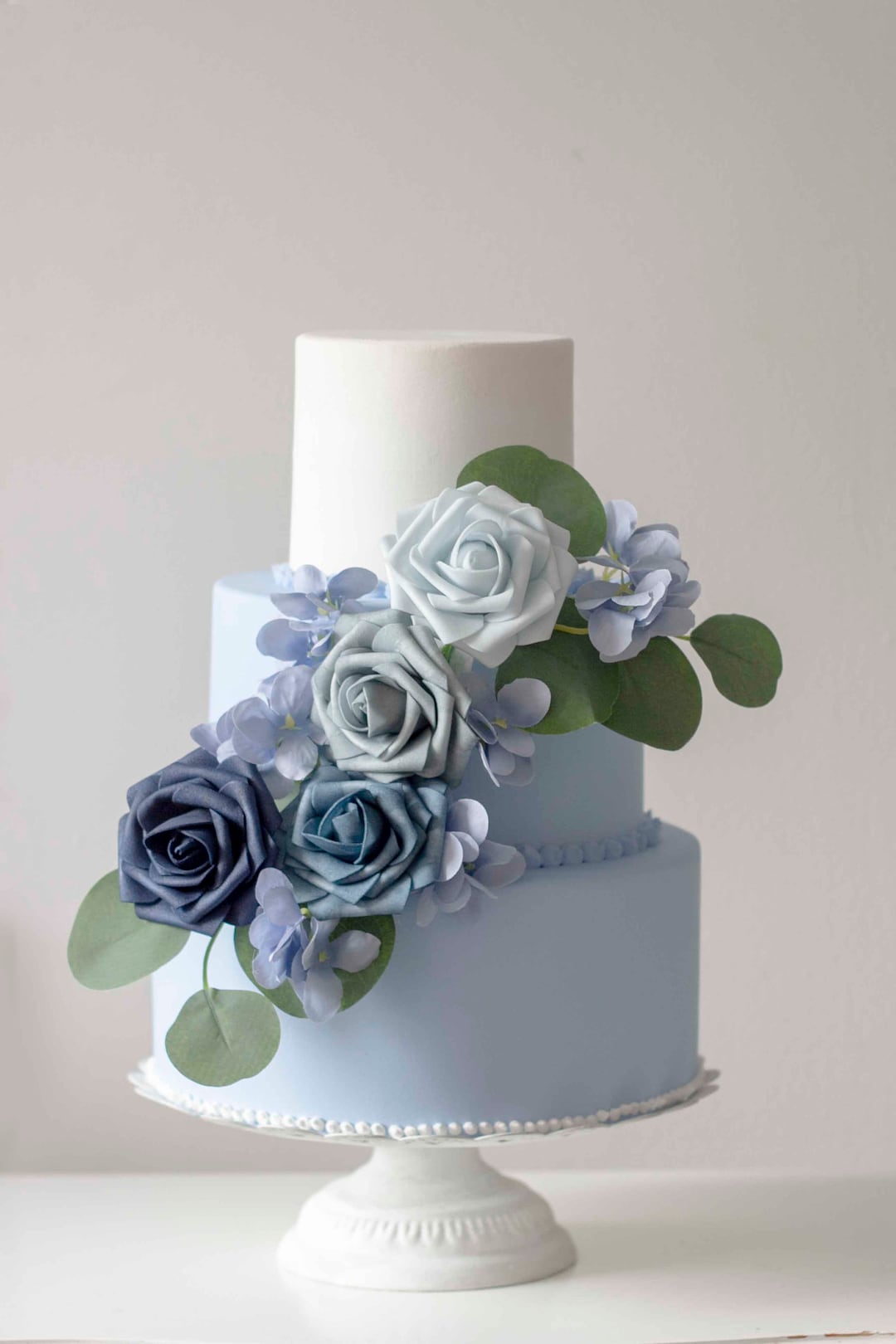 Dusty Blue Flower Cake Topper: Romantic Wedding Cake Decoration - Etsy