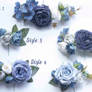 FLOWER WEDDING CAKE Topper, Dusty Blue & Shades of Blue, Elegant Floral ...