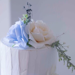Blue& WHITE FLORAL Cake Topper Set, Elegant Non-edible Flowers for ...