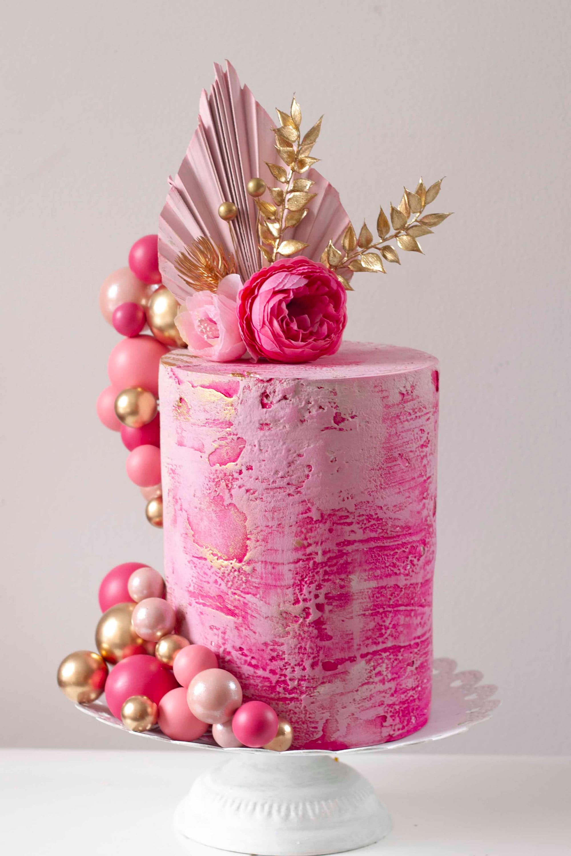 Handmade Hot Pink & Gold Flower Cake Topper: Celebration Centerpiece - Etsy