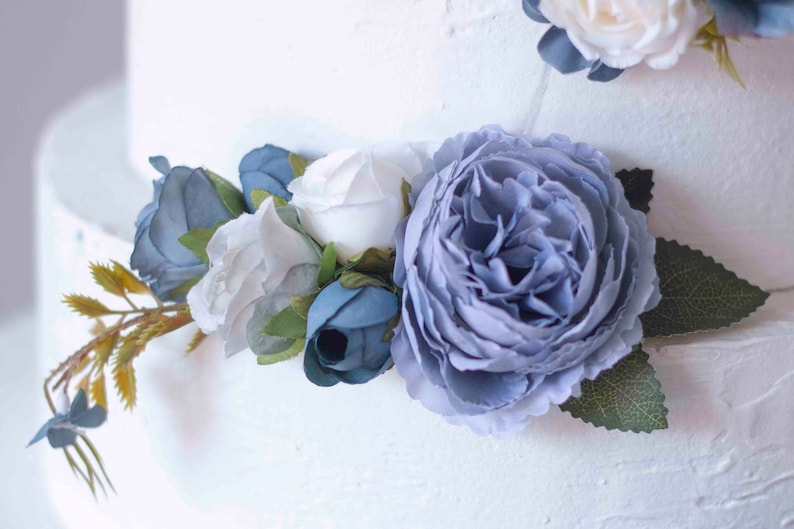 Flower Wedding Cake Topper Dusty Blue Flower Cake Topper - Etsy