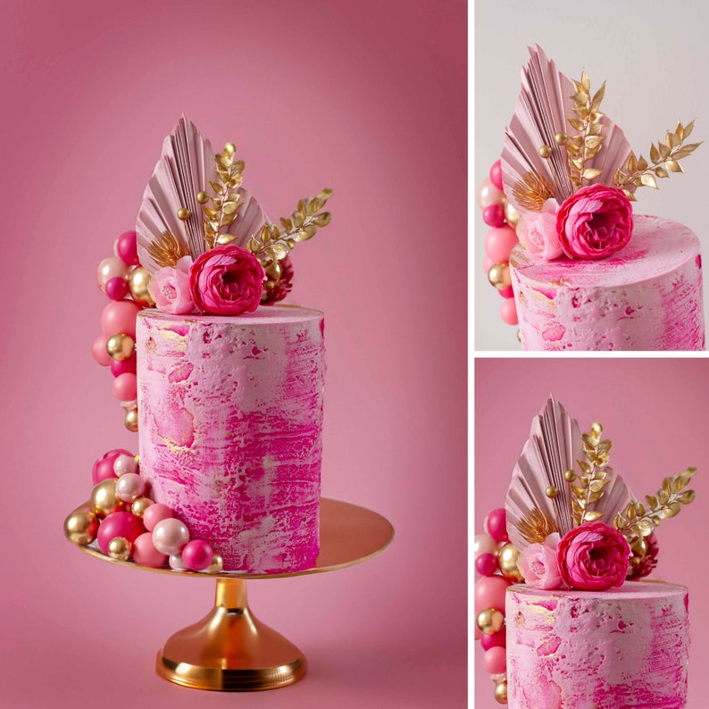 Handmade Hot Pink & Gold Flower Cake Topper: Celebration Centerpiece - Etsy