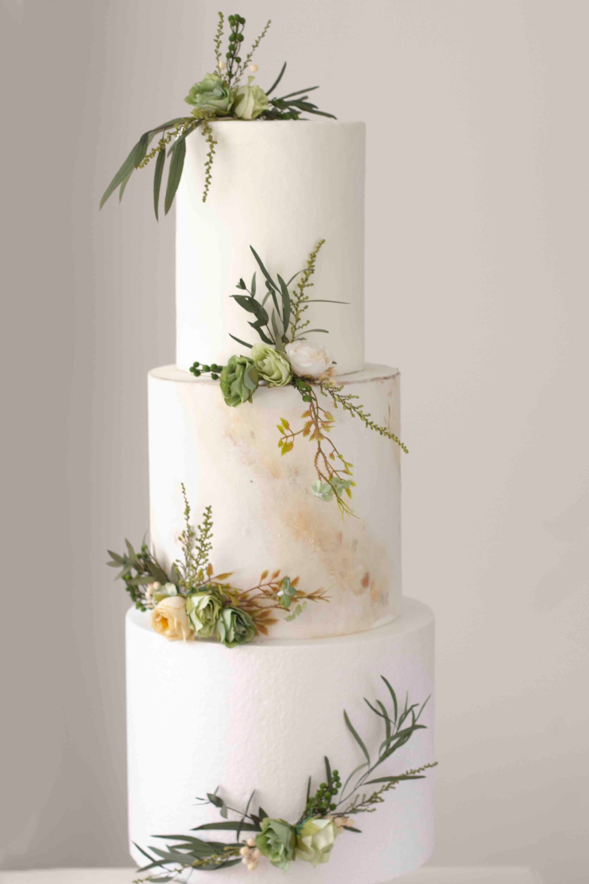 Water Green & Ivory Floral Wedding Cake Topper: Customizable ...