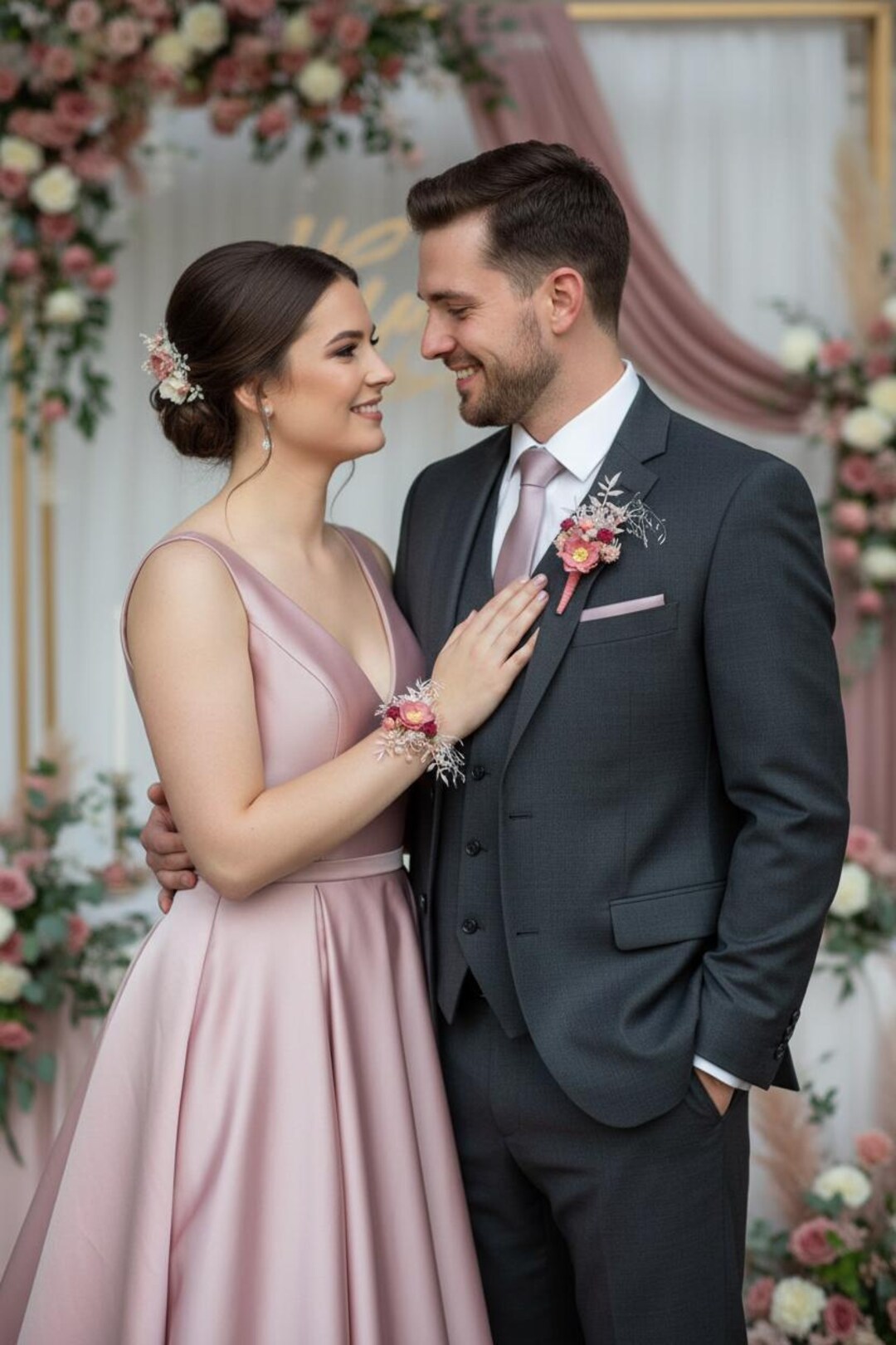 Pink Ombre Corsage Boutonniere Set: Dried & Preserved Flowers - Etsy
