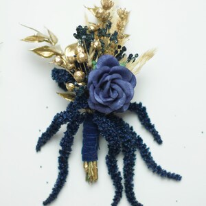 Navy & Gold Preserved Rose Corsage Boutonnière Set: Wedding Prom ...