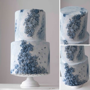 Faux Blue Wedding Cake: Customizable Floral Decoration - Etsy