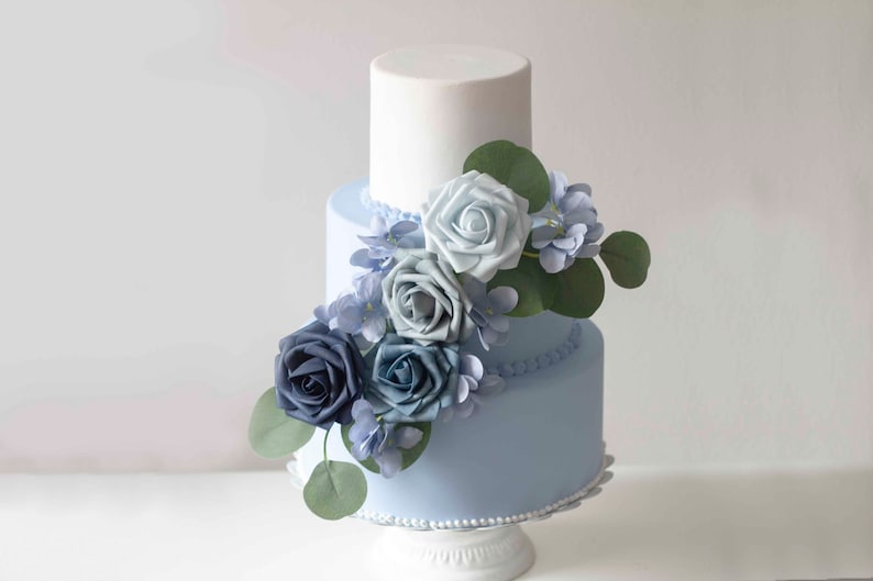 Dusty Blue Flower Cake Topper: Romantic Wedding Cake Decoration - Etsy