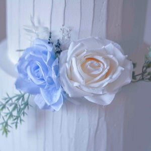 Blue& WHITE FLORAL Cake Topper Set, Elegant Non-edible Flowers for ...