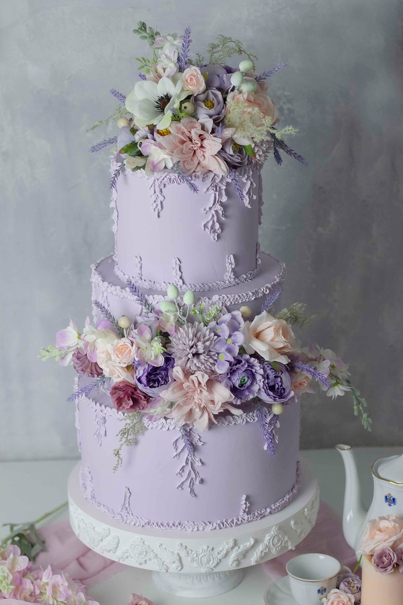 Lavender Faux Wedding Cake: 3-tier Floral Display, Custom Prop - Etsy
