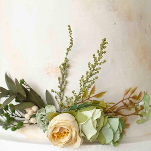 Water Green & Ivory Floral Wedding Cake Topper: Customizable ...