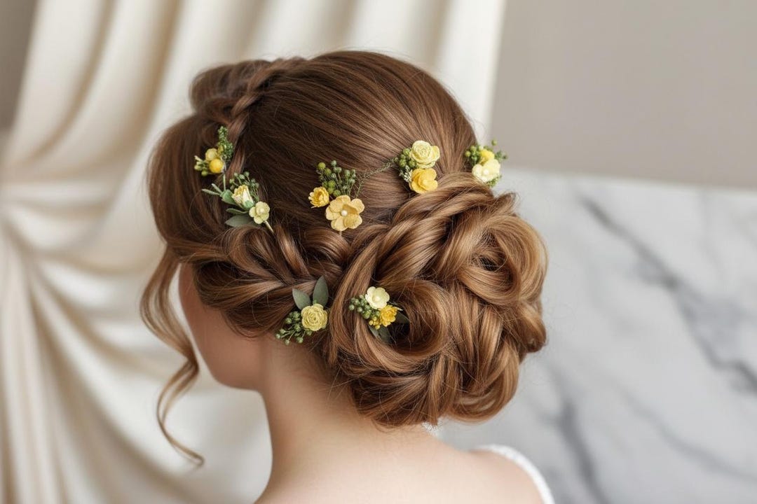Mustard Yellow Flower Hair Clips, Hair Clips for Brides & Communions ...