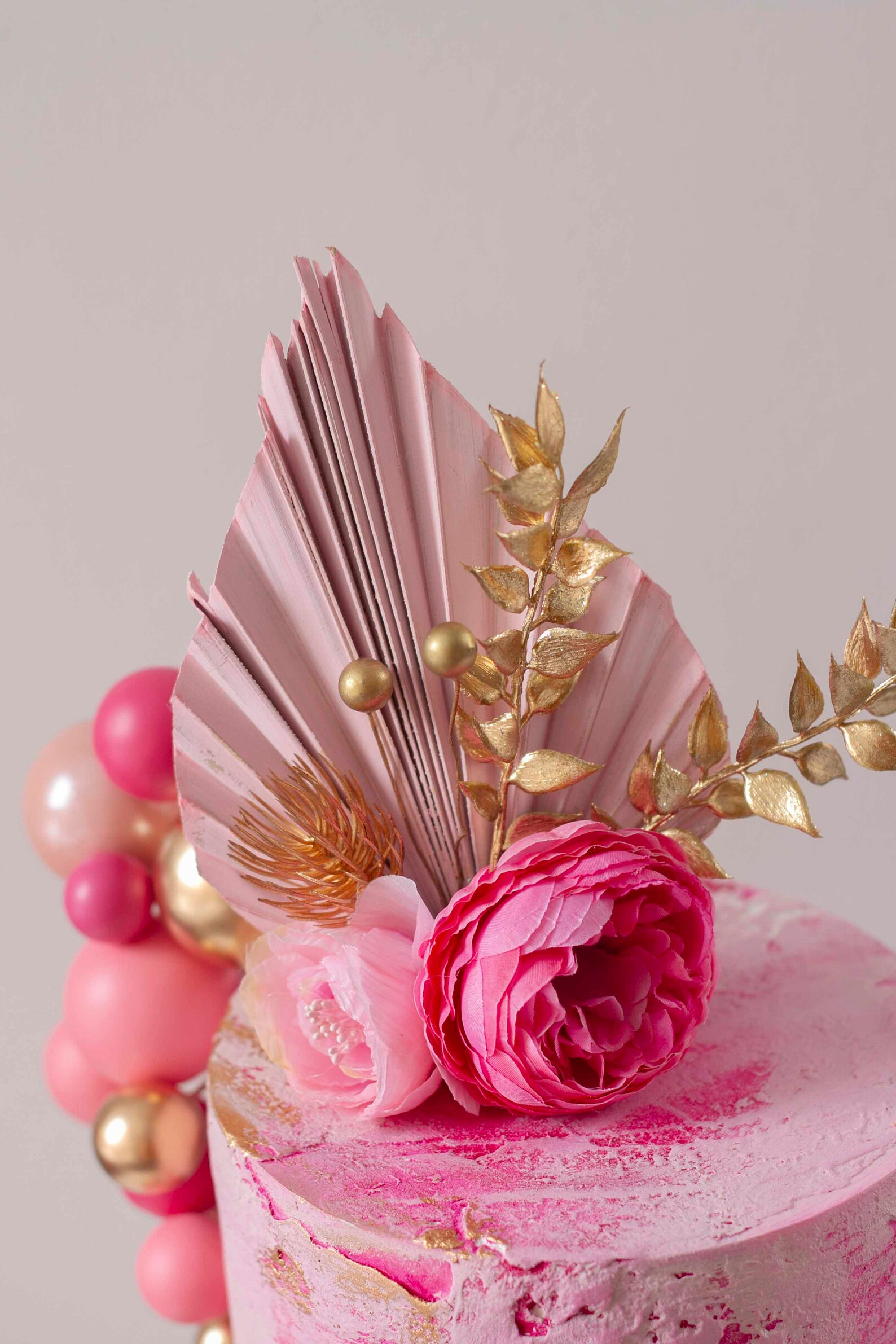 Handmade Hot Pink & Gold Flower Cake Topper: Celebration Centerpiece - Etsy