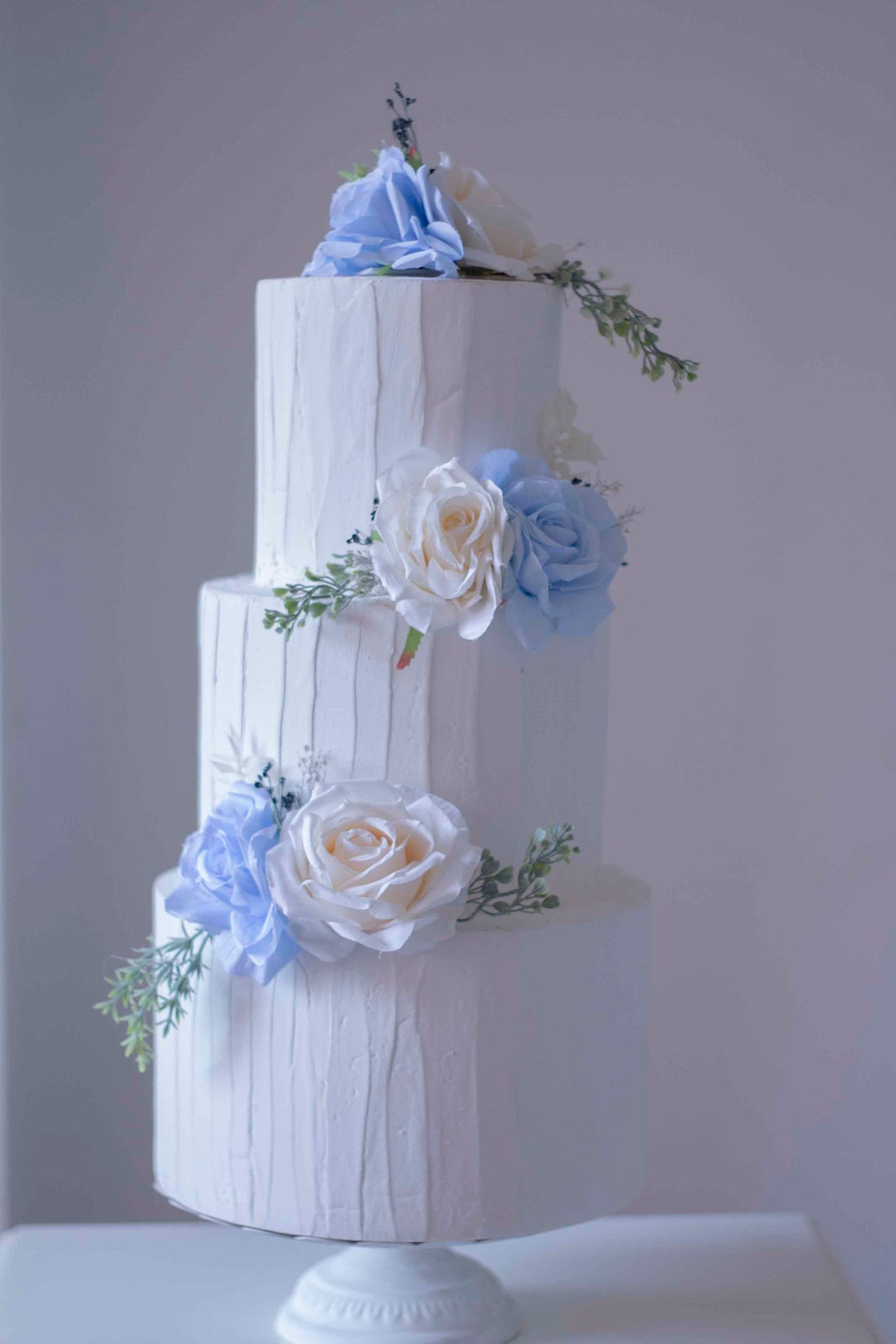 Blue& WHITE FLORAL Cake Topper Set, Elegant Non-edible Flowers for ...