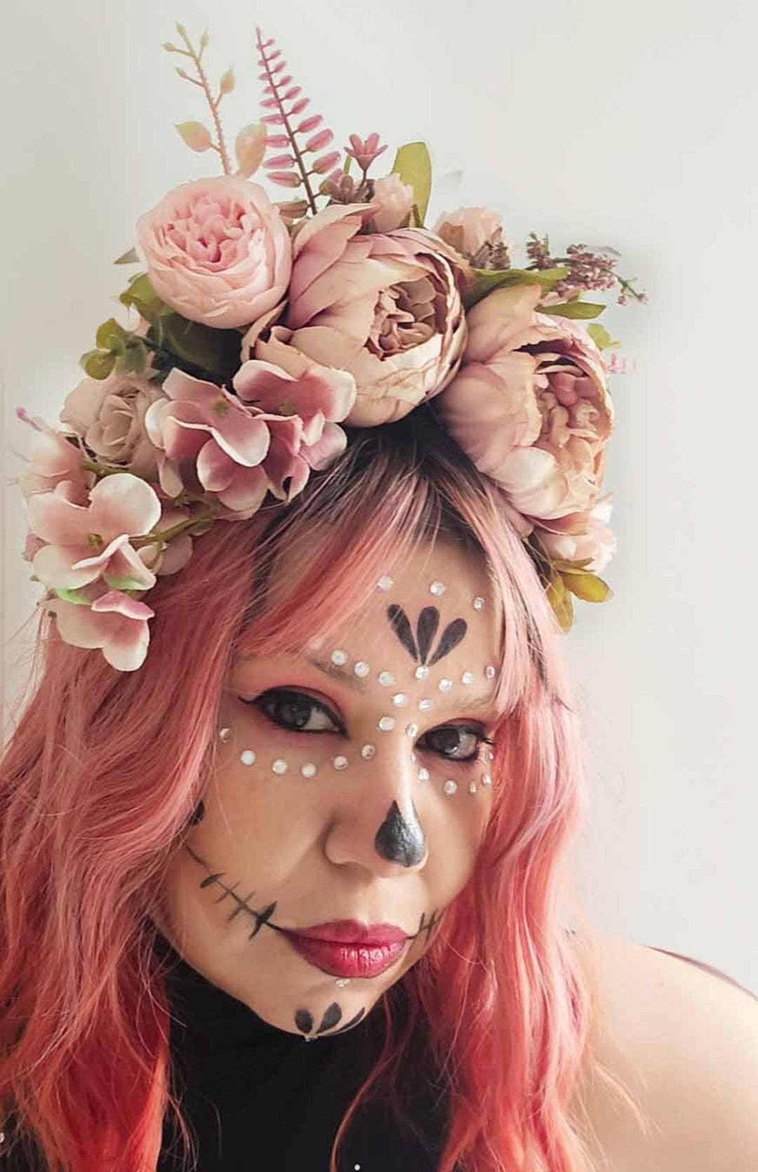DUSTY PINK FRIDA Kahlo Flower Crown, Day of the Dead Headpiece, Boho ...