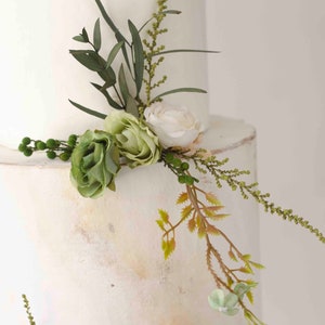 Water Green & Ivory Floral Wedding Cake Topper: Customizable ...