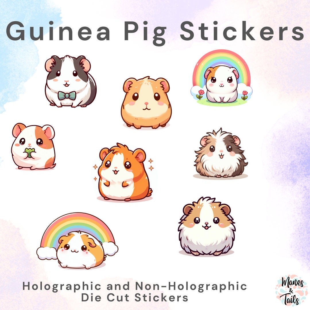 Guinea Pig Stickers | 8 DESIGNS Plus HOLOGRAPHIC Finish | WATERPROOF ...