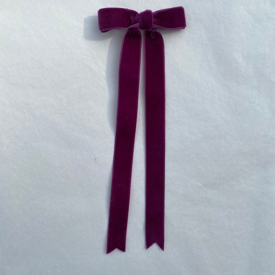 Grape Long Tail Velvet Hair Ribbon | 18 Colours Available | Hair Bow ...