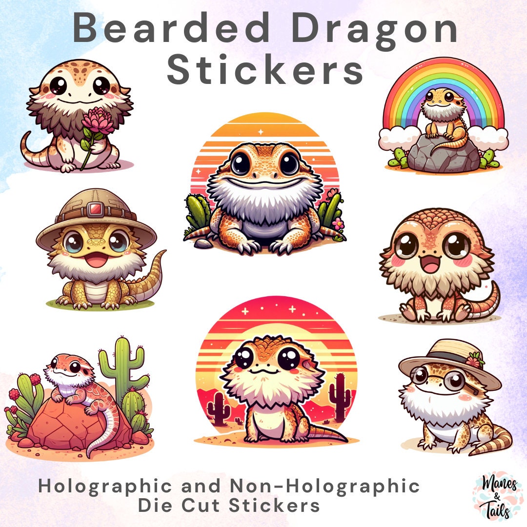 Bearded Dragon Stickers | 9 DESIGNS Plus HOLOGRAPHIC Finish ...