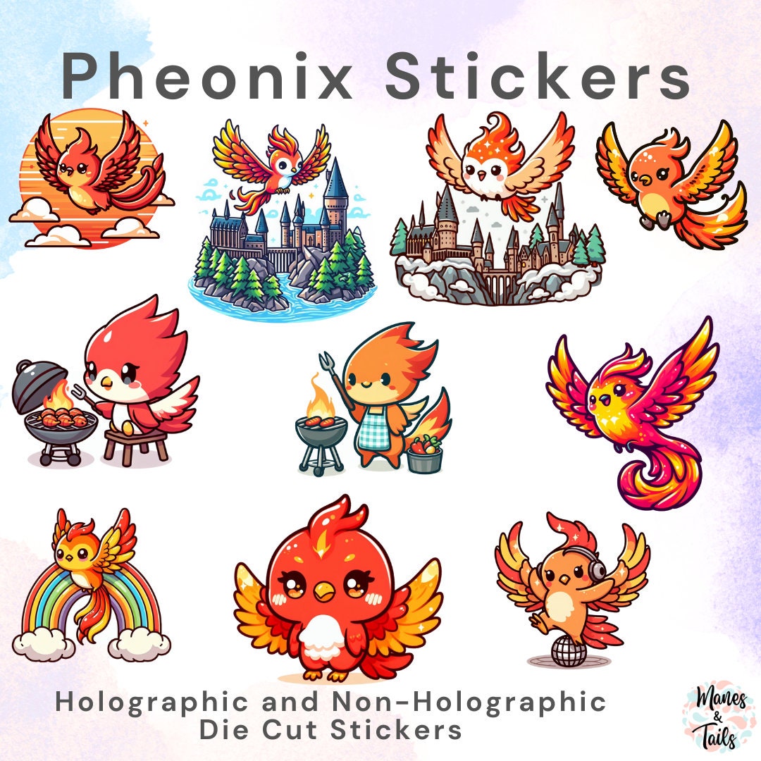 Pheonix Stickers | 10 DESIGNS Plus HOLOGRAPHIC Finish | WATERPROOF Die ...