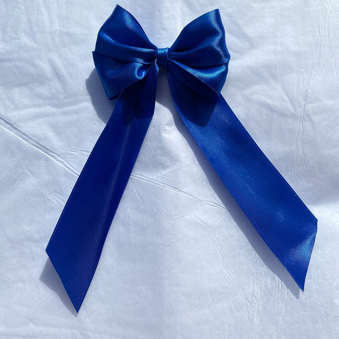 Royal Blue Large Long Tail Satin Hair Ribbon | 16 Colours Available ...