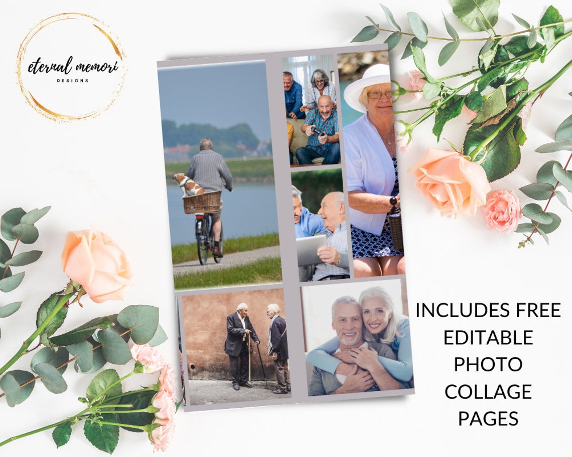 Memorial Service Template, Editable Funeral Program Template, Black and ...