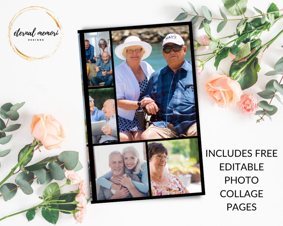 Memorial Service Template, Editable Funeral Program Template, Black and ...