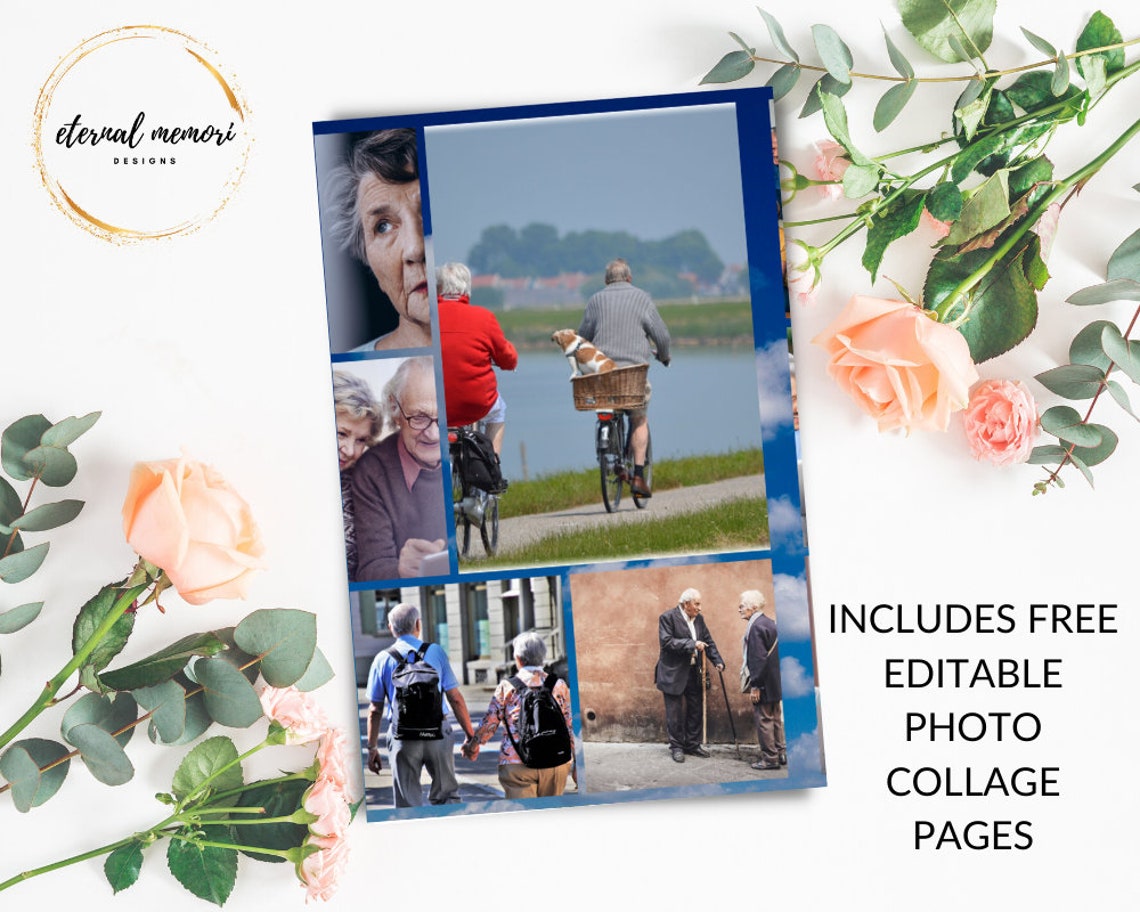 Memorial Service Template, Editable Funeral Program Template, Blue Sky ...