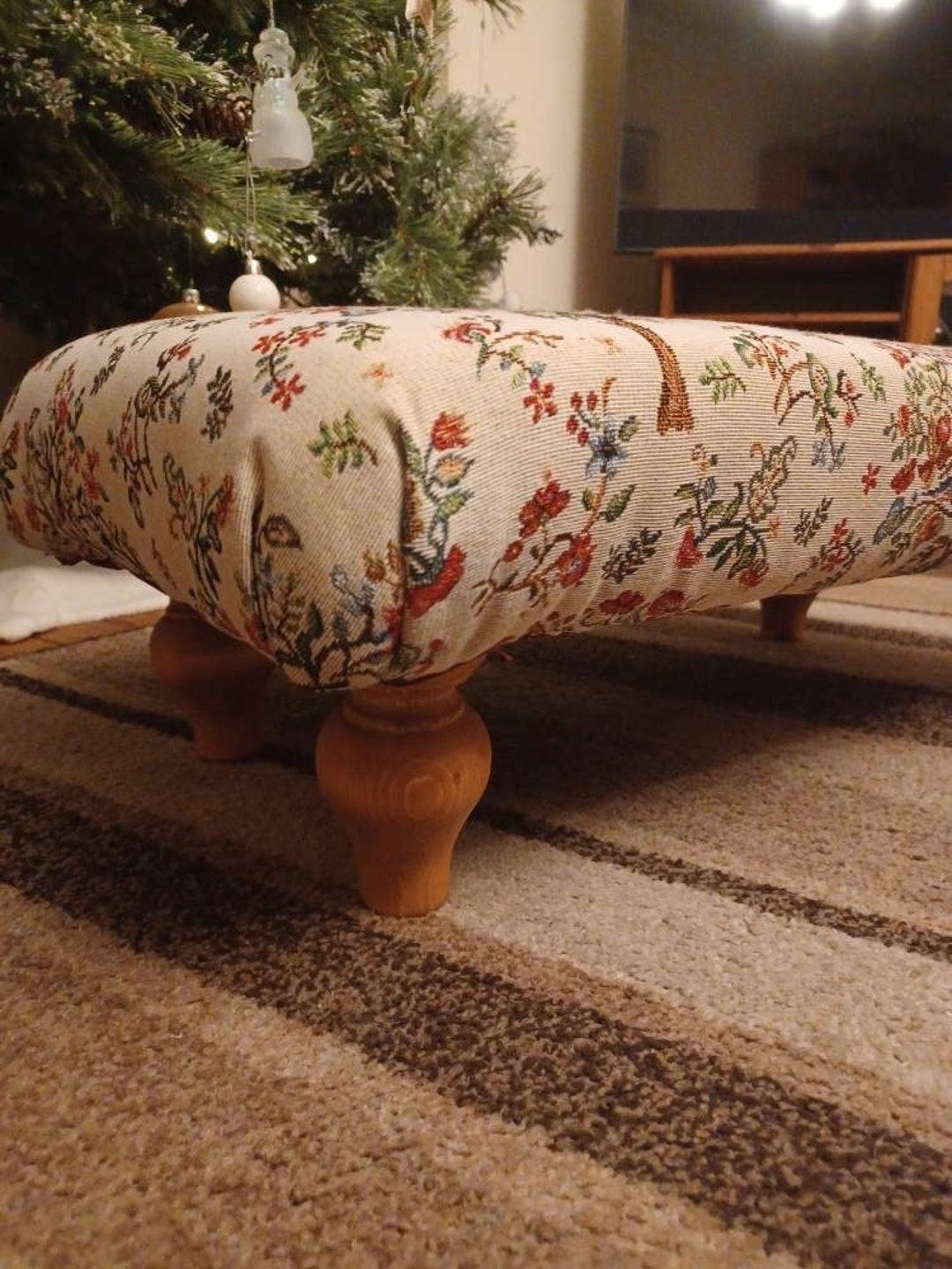Vibrant Tapestry Fabric Footstools, Beautiful Thick Materials in a ...