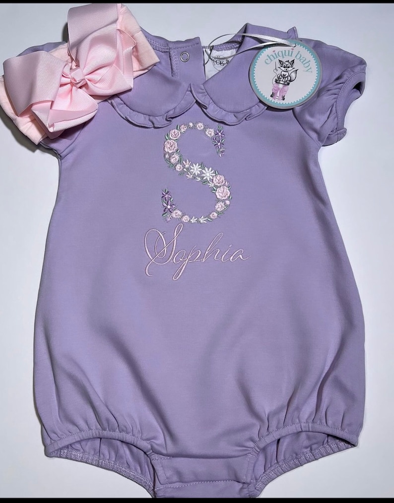 Baby Girl Coming Home Outfit, Floral Embroidery Bubble, Light Pink Bow ...