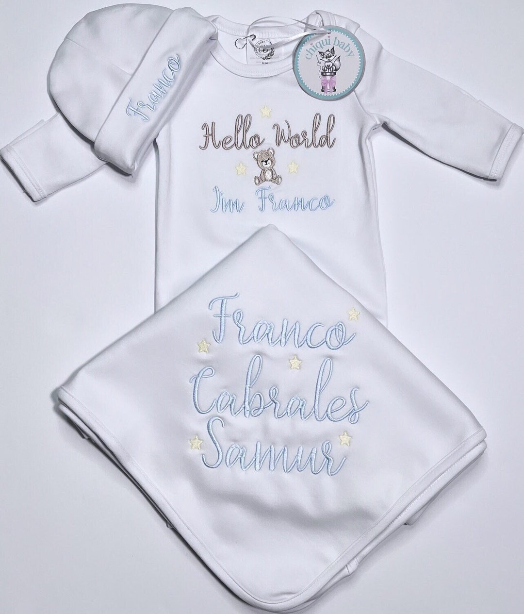 Baby Coming Home Outfit, Romper Hat & Blanket Set, Newborn Fold Over ...