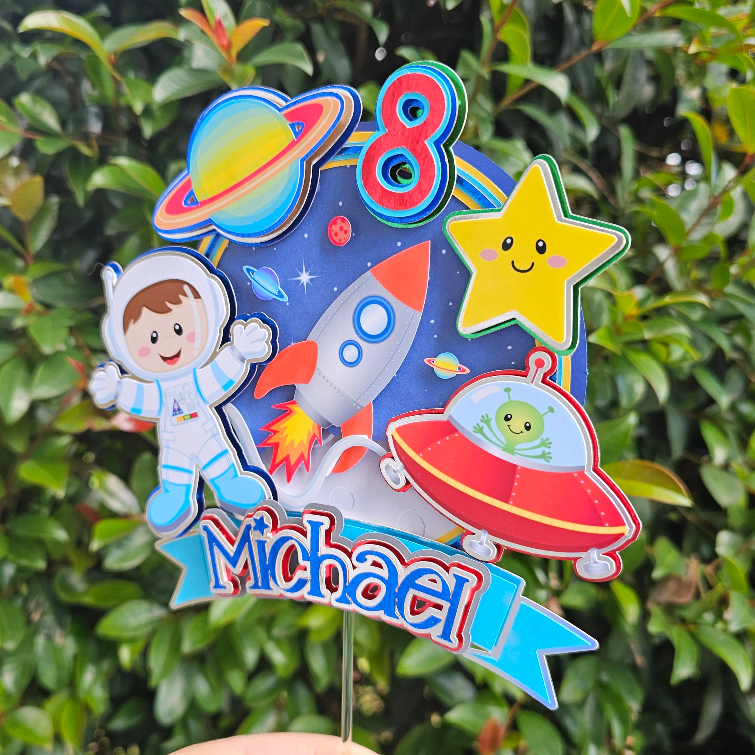 Astronaut Space Cake Topper | Astronaut Cake Topper| Personalized Name ...
