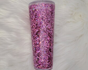 Pink Glitter Plastic Tumbler - Etsy